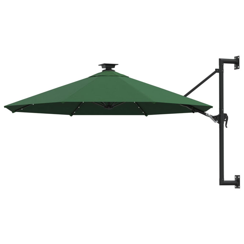 Arlmont Co. Wall Mounted Outdoor Umbrella Parasol with Solar LEDs Patio Sunshade Wayfair